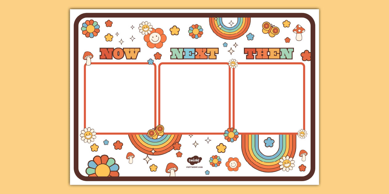 Retro-Themed Now Next Then Visual Aid (teacher made)