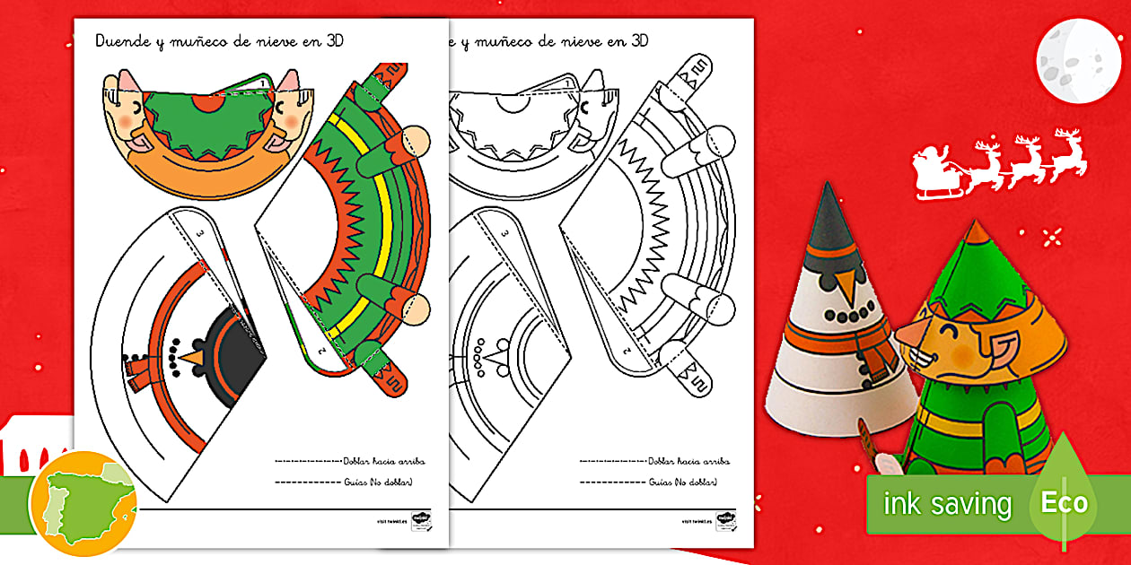 Manualidad: Duendes de Navidad y muñeco de nieve - Twinkl