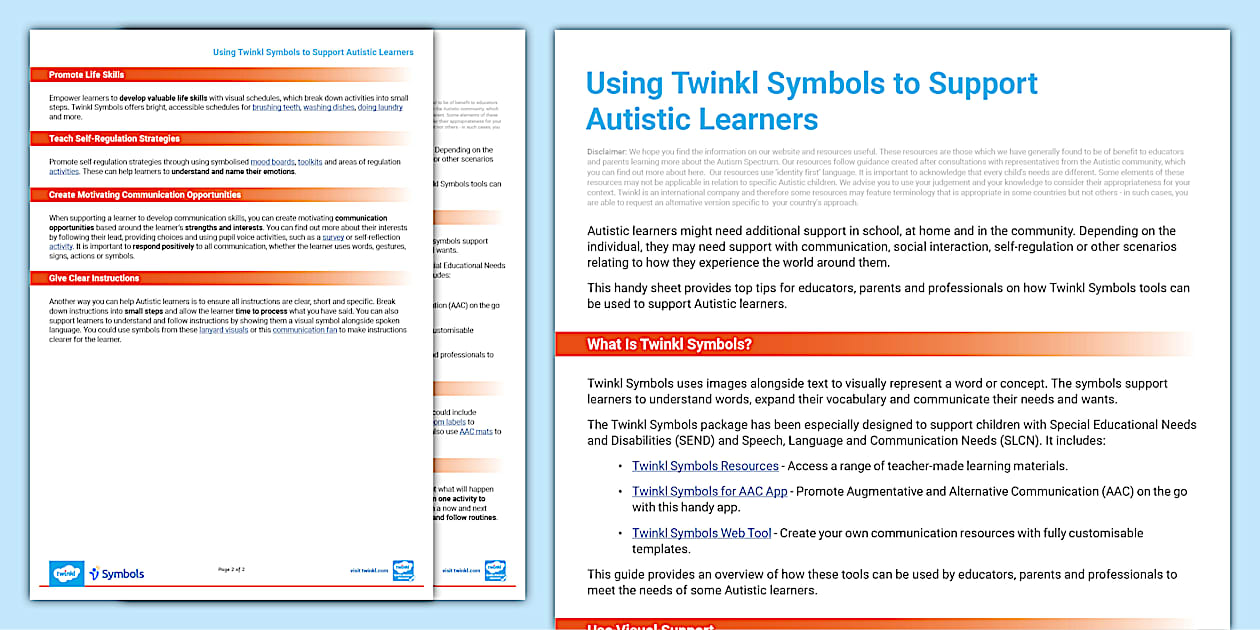 Using Twinkl Symbols to Support Autistic Learners - Twinkl