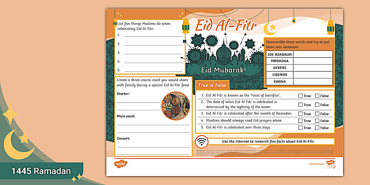 KS2 Eid Al-Fitr Activity Mat (Hecho por educadores) - Twinkl