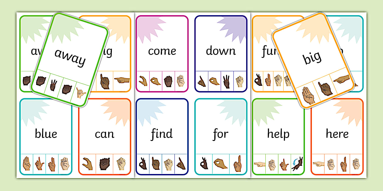 Dolch List Sight Words with Fingerspelling Support Flashcards
