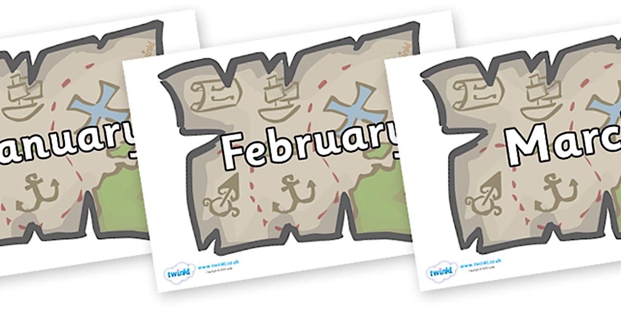 Months of the Year on Treasure Maps (Teacher-Made) - Twinkl