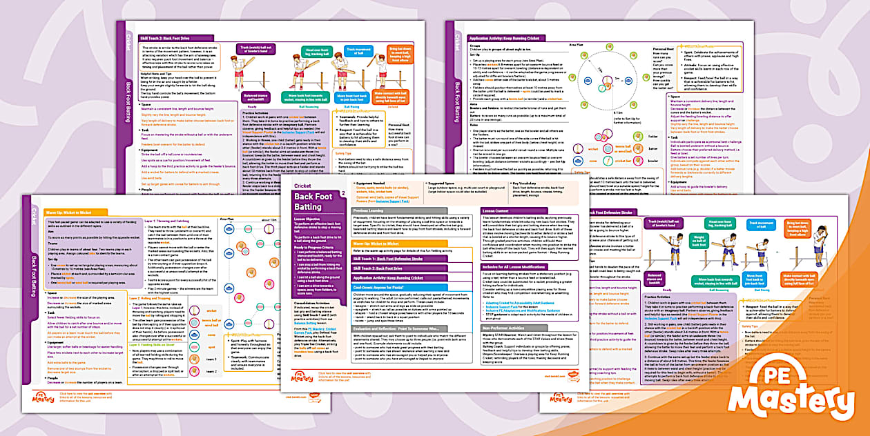 PE Mastery: UKS2 Cricket Lesson - Back Foot Batting - Twinkl