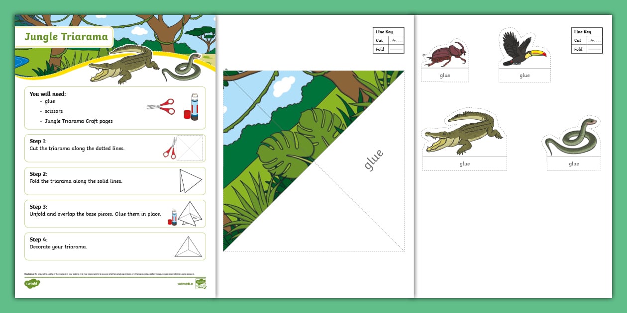 Jungle Triarama Craft (teacher made) - Twinkl