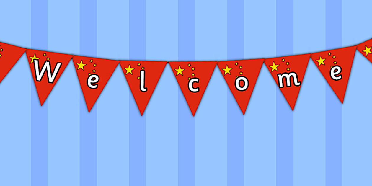 Chinese Flag Display Bunting with Welcome in English