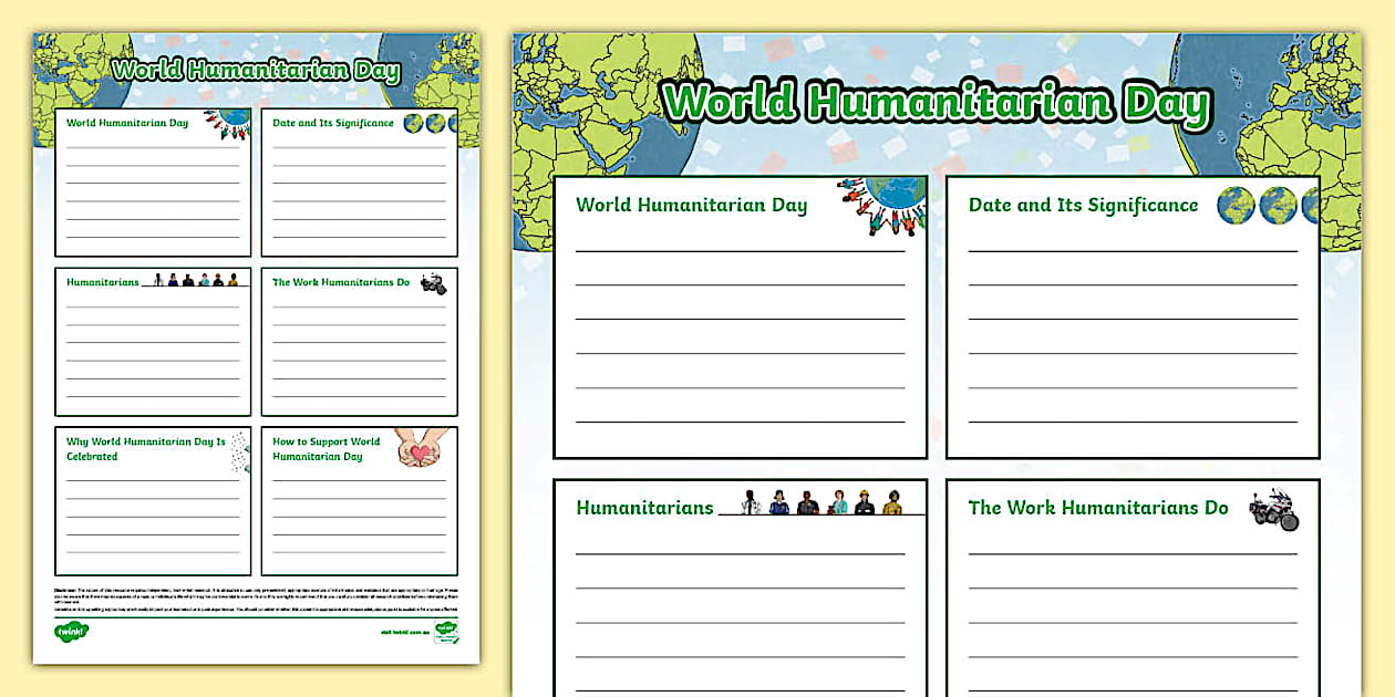 World Humanitarian Day Fact File Template (teacher made)