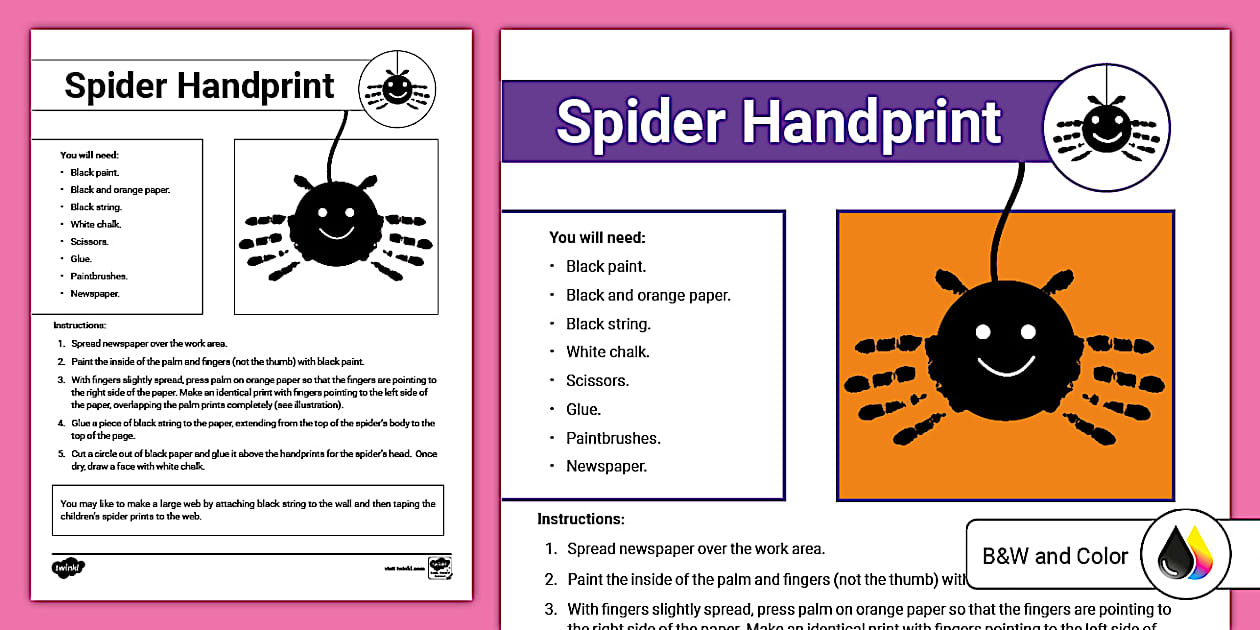 Spider Handprint Activity (teacher made) - Twinkl