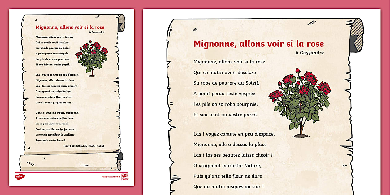 Mignonne, allons voir si la rose - poème de Ronsard