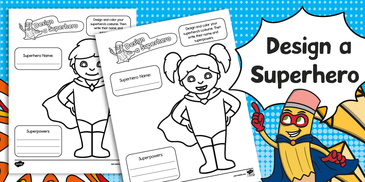 Design a Superhero Coloring Activity (teacher made) - Twinkl