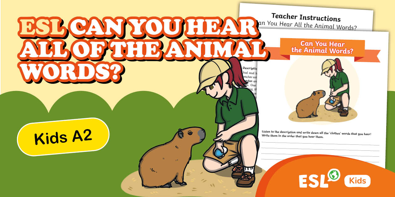 ESL Animal Words Listening Activity [Kids, A2]