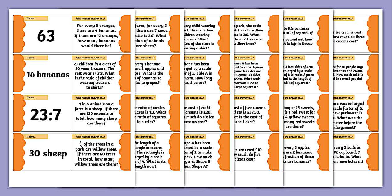 👉 Ratio and Proportion Maths Loop Card Activity - Ratio