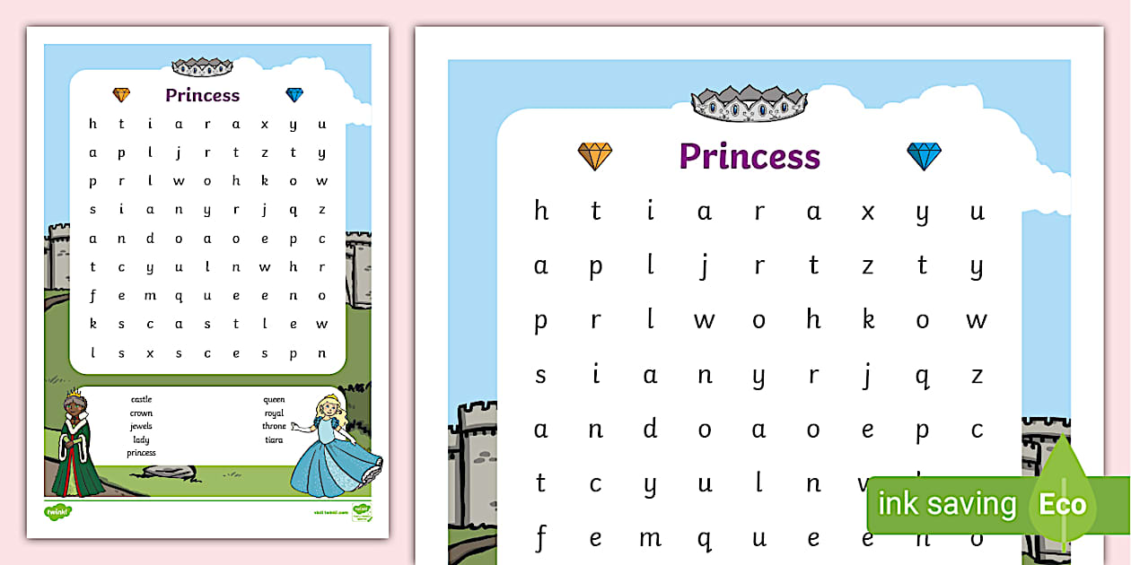Princess Word Search (teacher made) - Twinkl