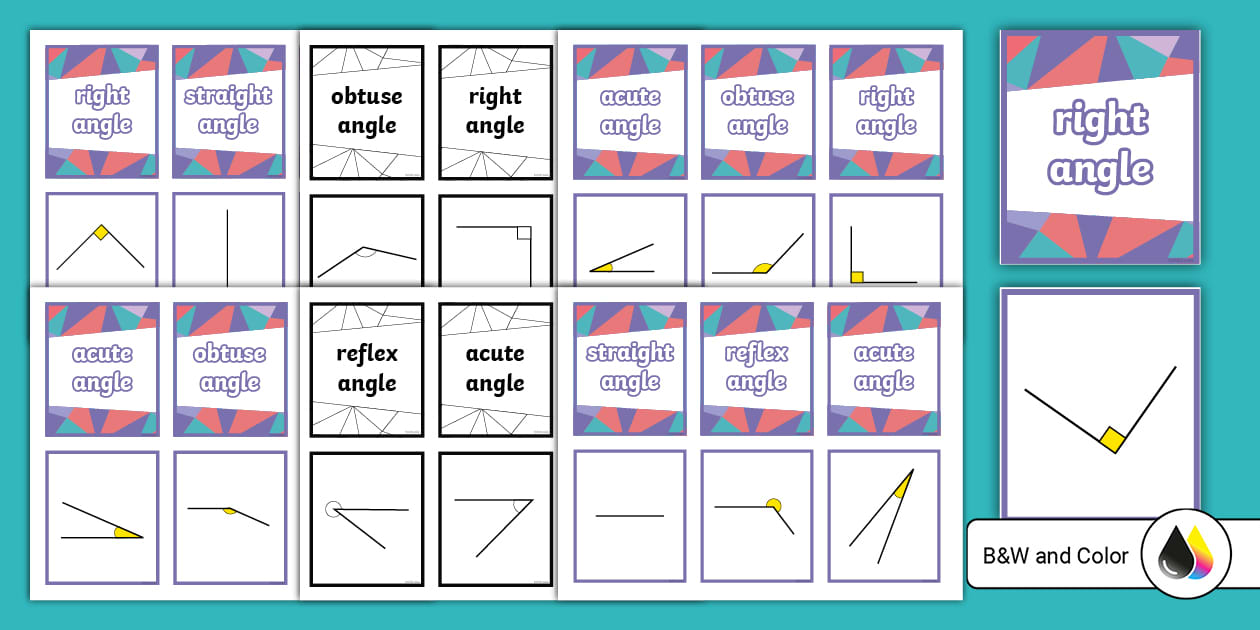 Fourth Grade Angle Classification Matching Cards - Twinkl