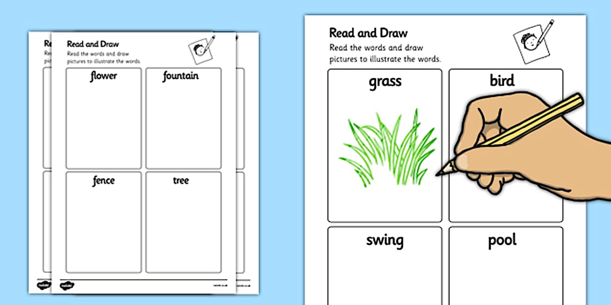 Garden Read and Draw Worksheets (teacher made) - Twinkl
