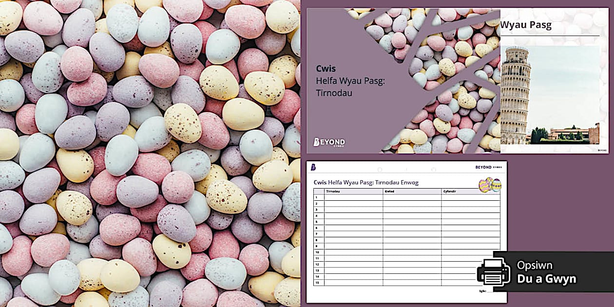 Helfa Wyau Pasg Tirnodau Enwog y Byd (teacher made) - Twinkl