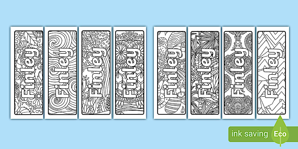 Finley Mindfulness Name Colouring Bookmarks | Twinkl | KS1