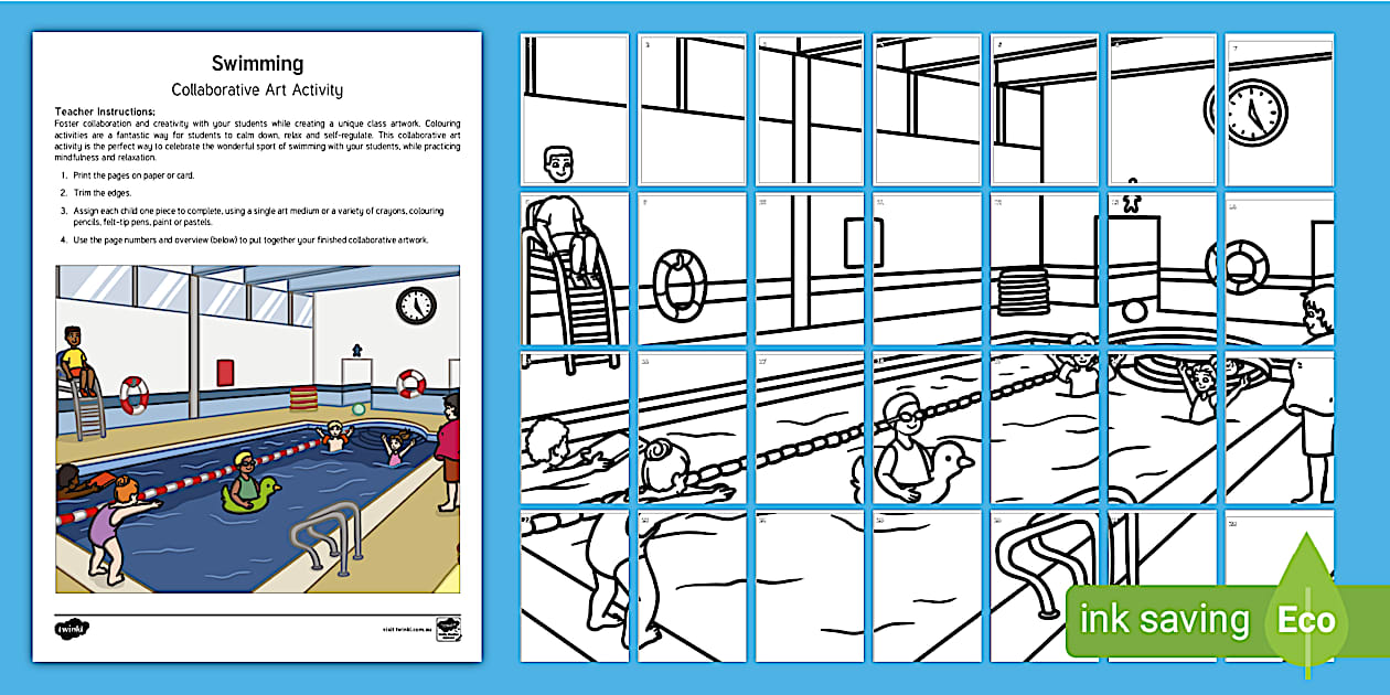 Swimming Collaborative Art Activity