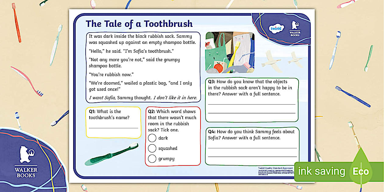 FREE! - The Tale of a Toothbrush Reading Comprehension Mat - Twinkl