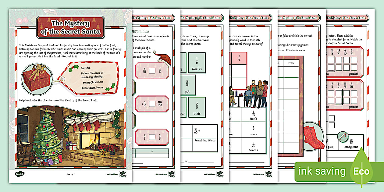 The Mystery of the Secret Santa Maths Mystery Game - Twinkl