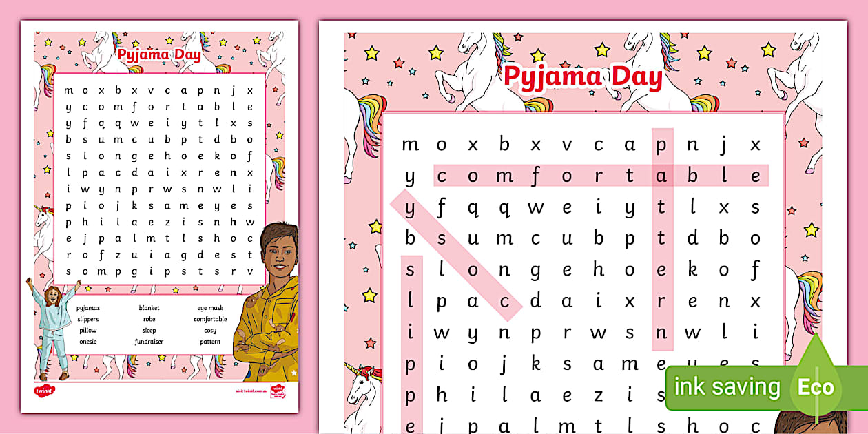 Pyjama Day Word Search (Teacher-Made) - Twinkl