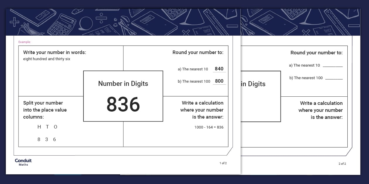 Reinforcing Place Value: Three Digits Activity Sheet