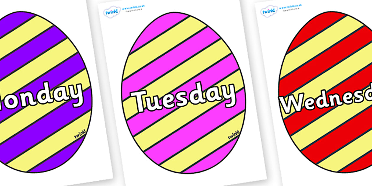Days of the Week on Easter Eggs (Stripes) (teacher made)