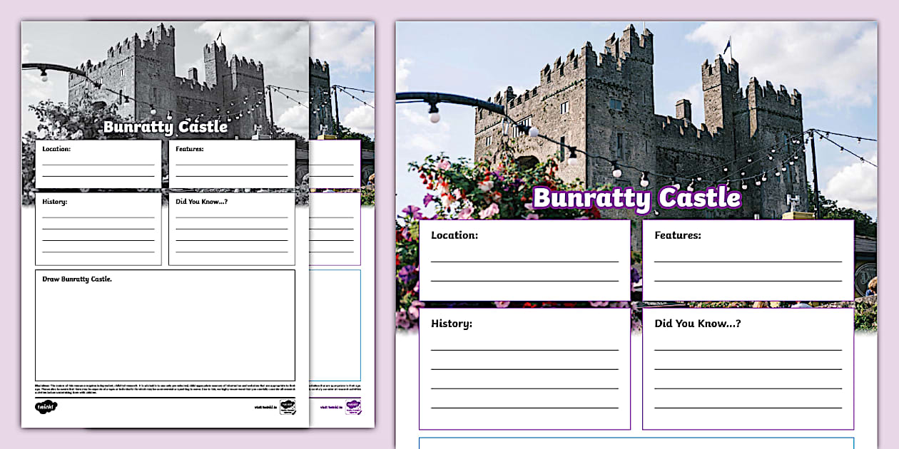 Bunratty Castle Fact File Template (teacher made) - Twinkl