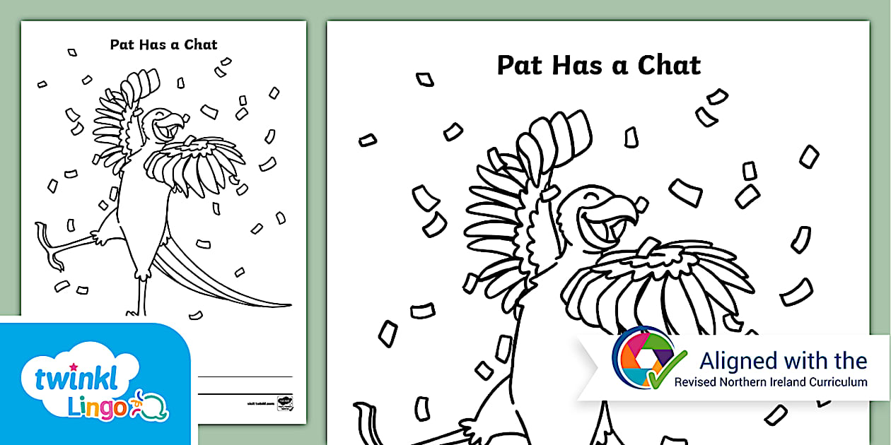 Pat Has a Chat Colouring Page (Teacher-Made) - Twinkl