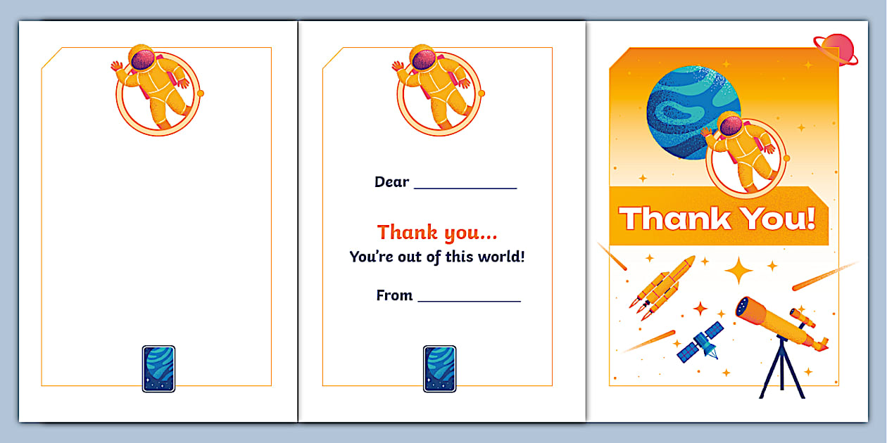 Space-Themed Thank You Card (teacher made) - Twinkl