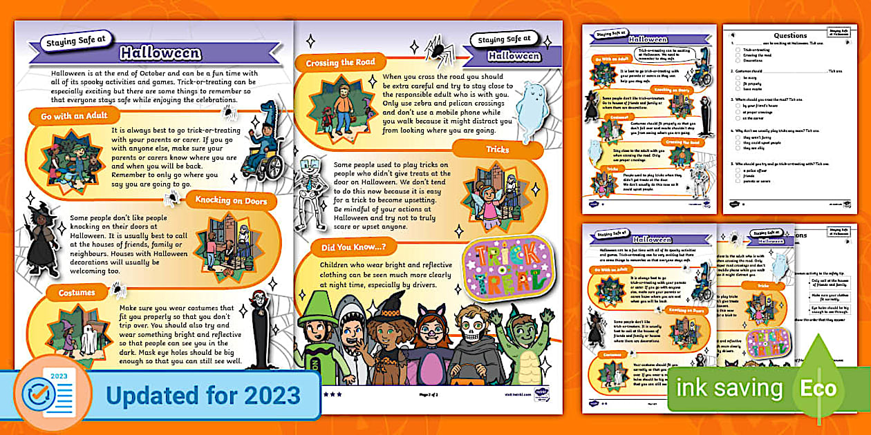 KS1 Staying Safe at Halloween Comprehension Activity