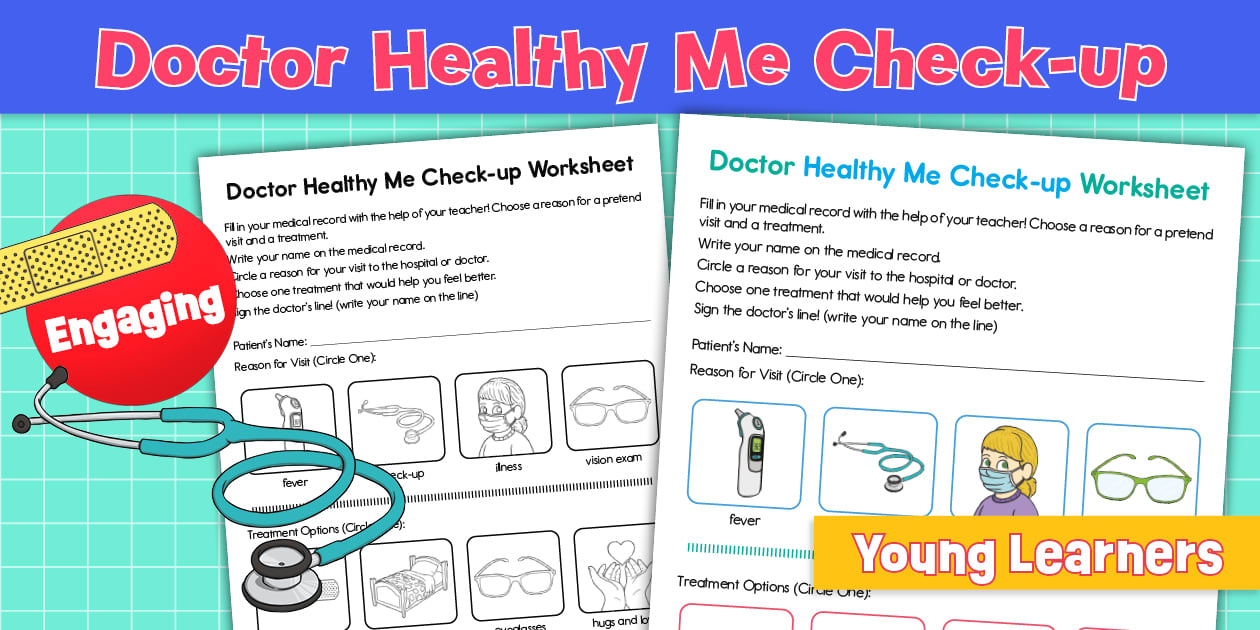 Doctor Healthy Me Check-up Worksheet for PreK-K - Twinkl