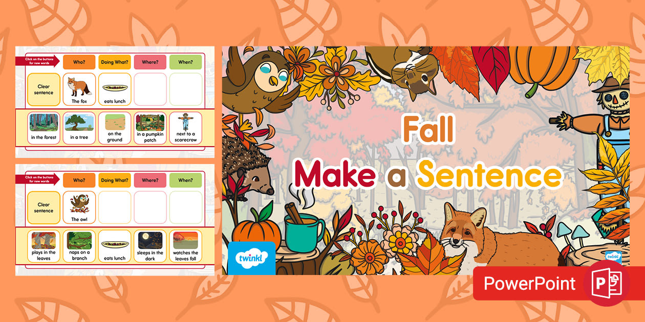 Fall Make a Sentence PowerPoint for K-2nd Grade - Twinkl