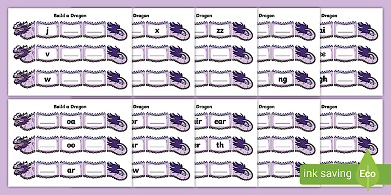 Build a Chinese Dragon: Phase 3 Phonics Activity Cards