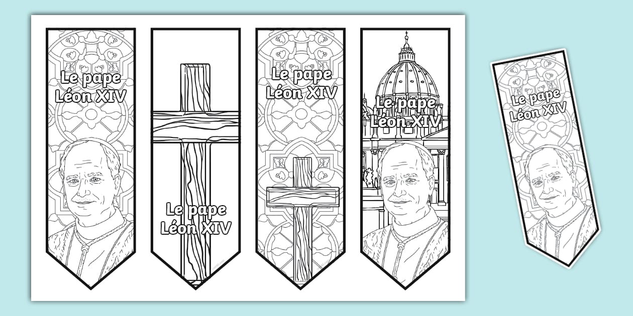 Marque-page à colorier : Le pape Léon XIV