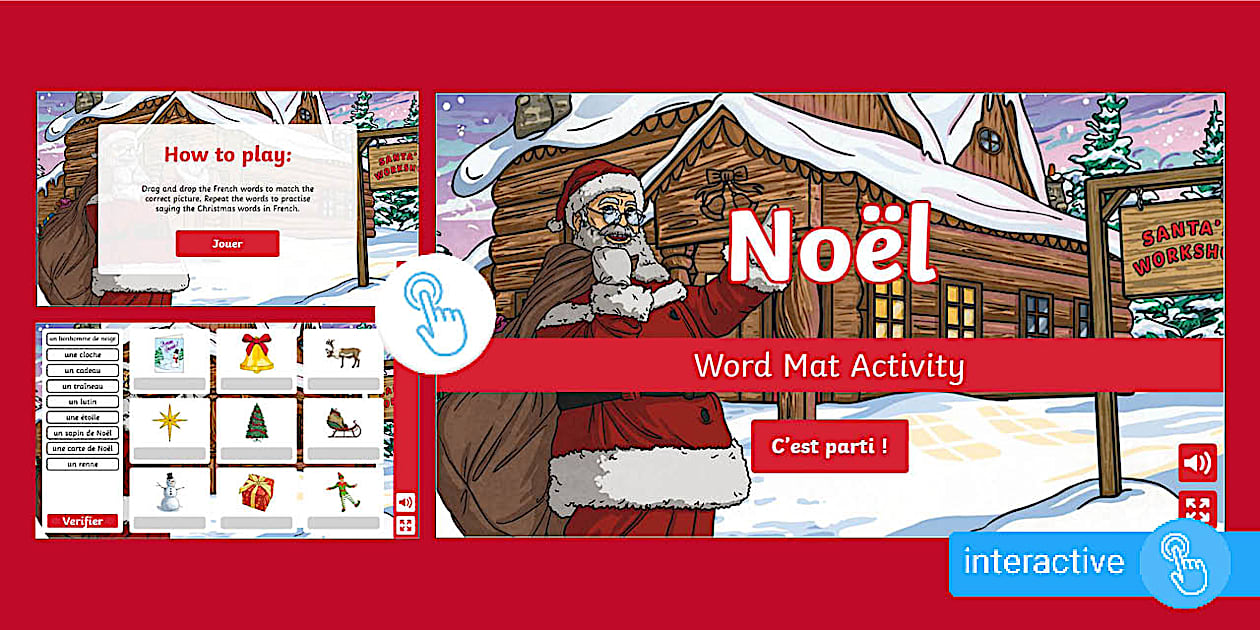 French: Christmas Interactive Word Mat Activity - Twinkl