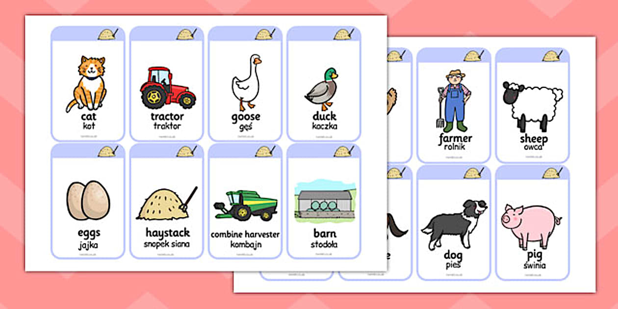 Farm Flashcards Polish Translation (teacher made) - Twinkl