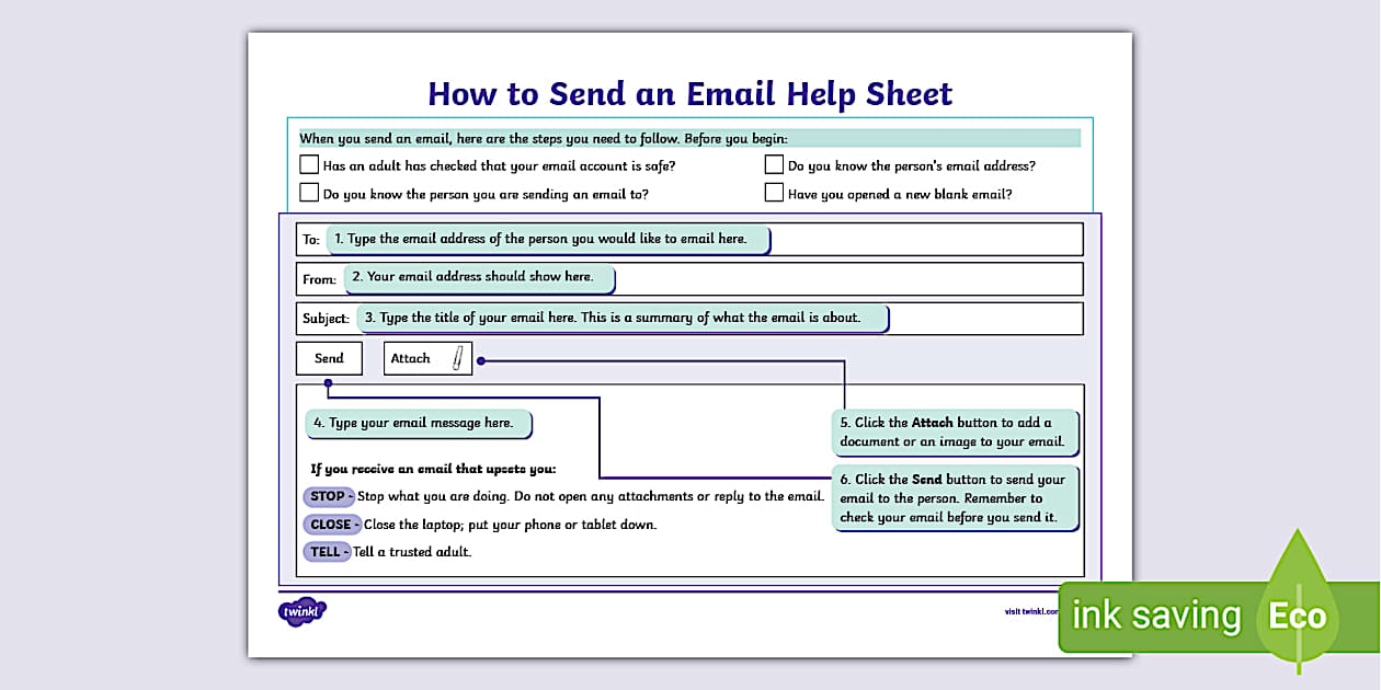 Email Etiquette for Students Worksheet | IT | Ages 7 to 9