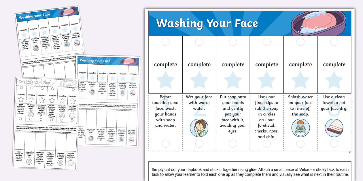 Face Washing Visual Routine Flapbook (teacher made) - Twinkl