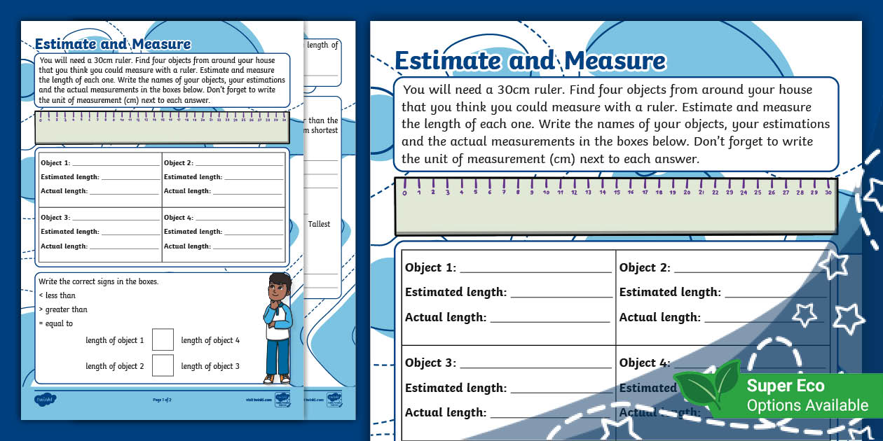 Estimating and Measuring Length Activity Sheet (Ages 6 - 7)