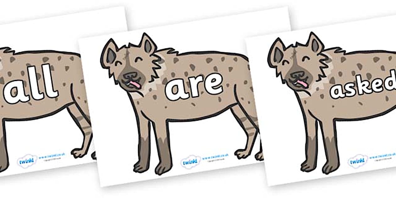 Tricky Words on Hyenas (Teacher-Made) - Twinkl