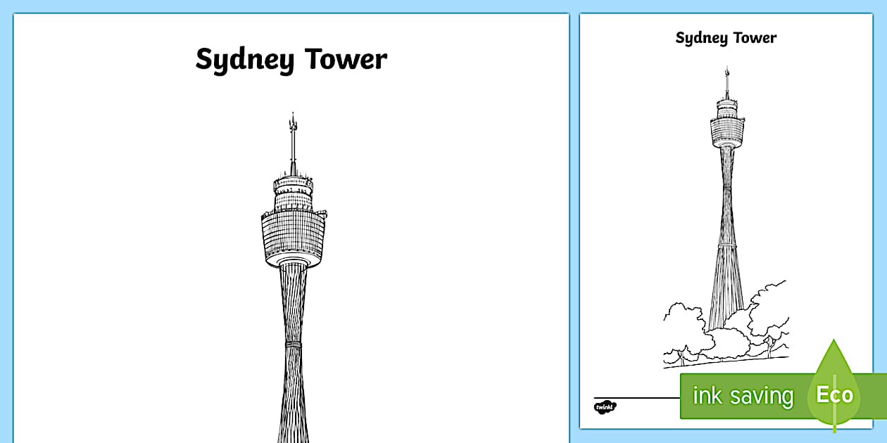 Sydney Tower Colouring Page-Australia - Twinkl