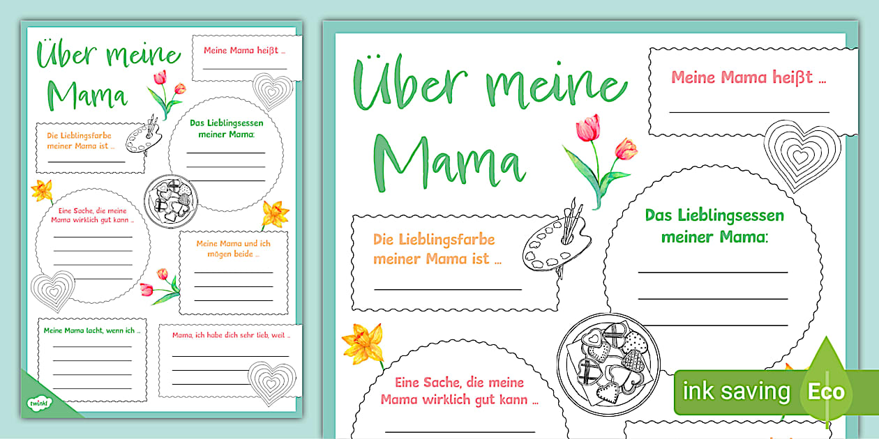 Steckbrief: Meine Mama – Arbeitsblatt zum Muttertag