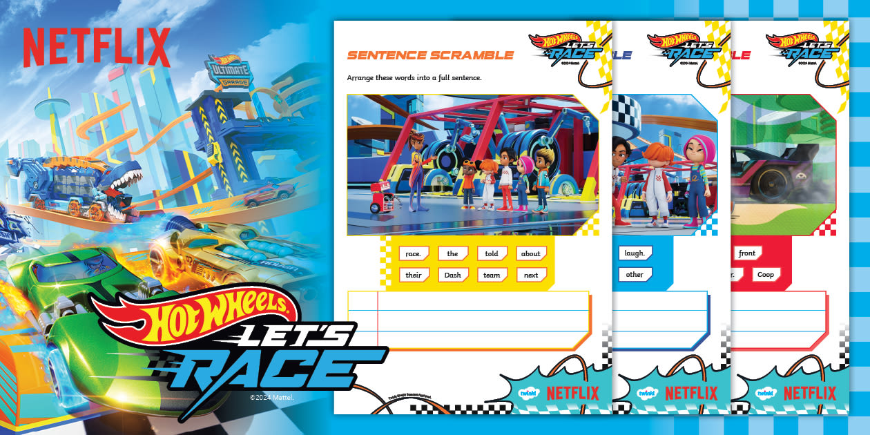 Hot Wheels: Simple Sentence Scramble Worksheet - Twinkl