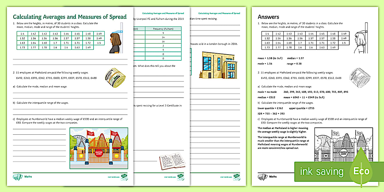 Calculating Averages Worksheet | Core Maths | Beyond