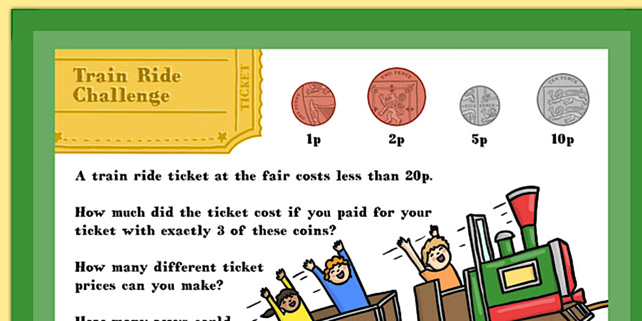 A4 KS1 Train Ride Maths Challenge Poster (teacher made)