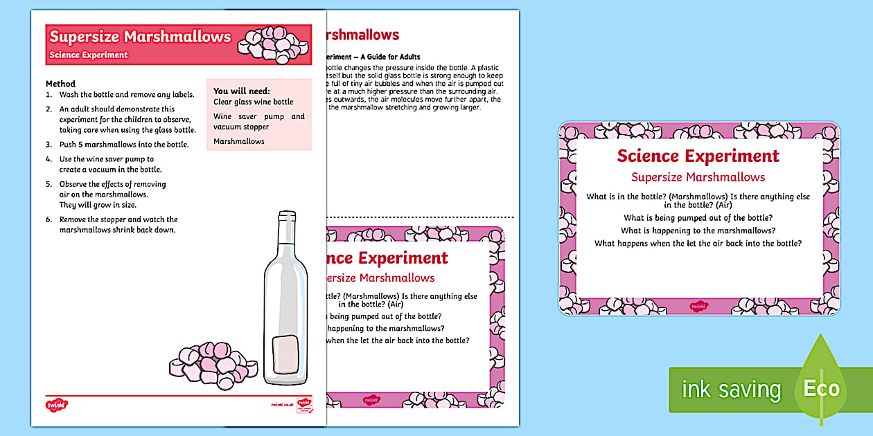 Kindergarten Supersize Marshmallow Science Experiment and Prompt Card Pack