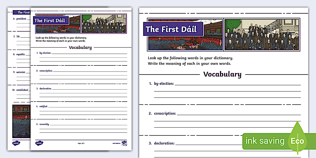 The First Dáil (Activity Sheet) (teacher made) - Twinkl