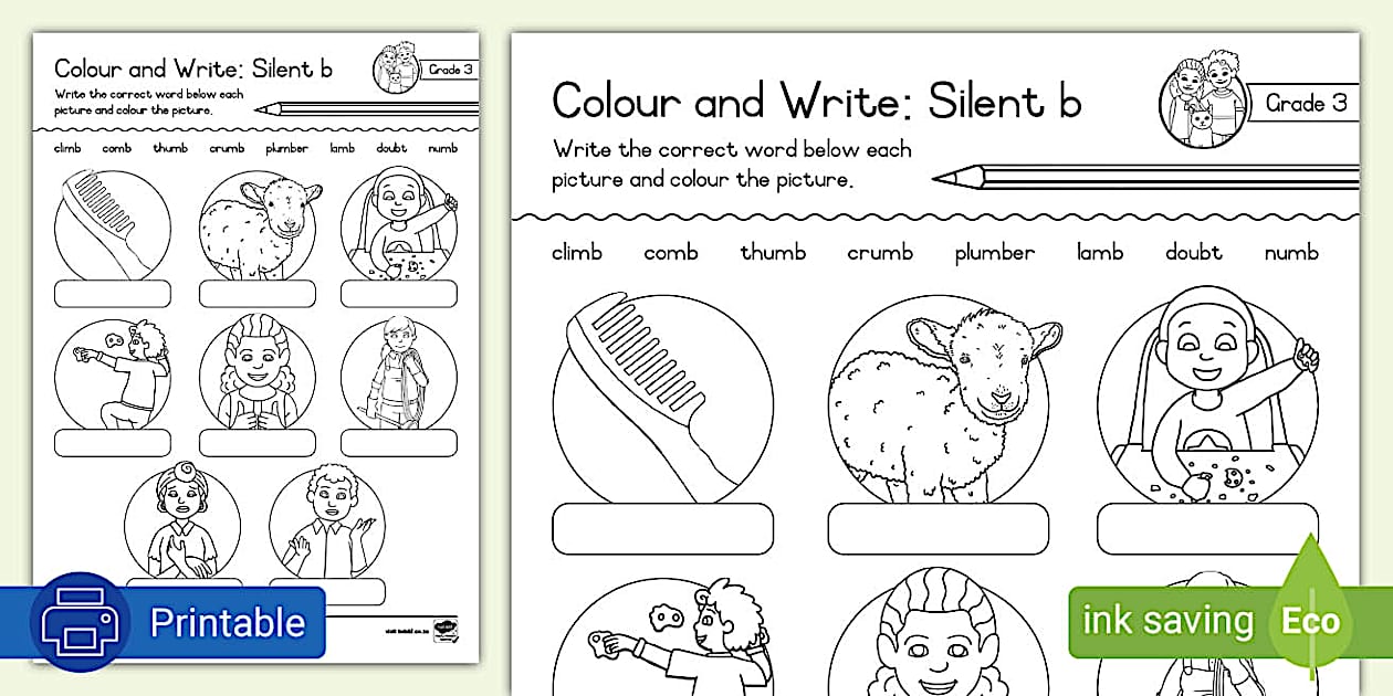 Grade 3 Phonics Colouring Silent b - Twinkl