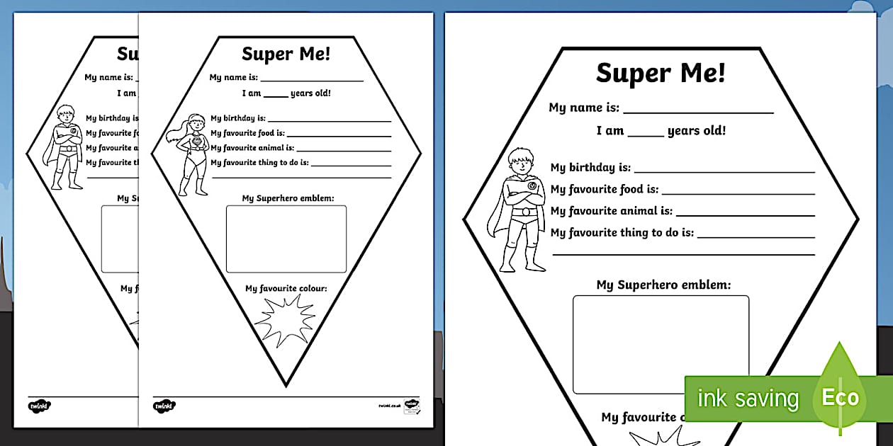 Editable All About Me Superhero Emblem Worksheet - Twinkl