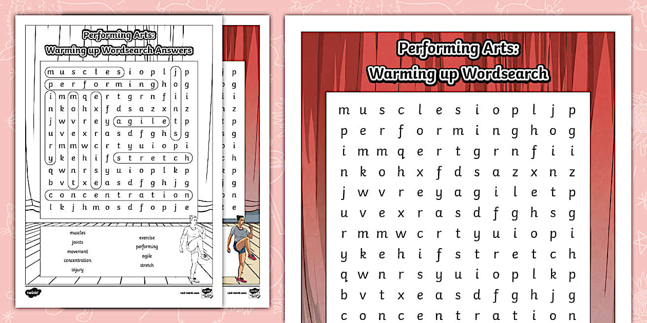 Performing Arts - Warming Up Word Search (teacher made)